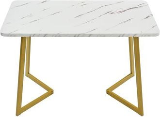 Merax Table de Salle &agrave; Manger Moderne - Table rectangulaire - 117 x 68 cm - Finition marbre Moderne - Table de Cuisine avec Pieds en m&eacute;tal - pour Salle &agrave; Ma