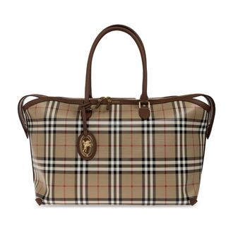 Burberry Medium Check Zip Tote Bag - - Bags - Damen - Beige - ONE SIZE