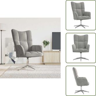 vidaXL The Living Store - Chaise de relaxation Gris clair Velours - Fauteuil Relaxant - Chaise Pivotante - Chaise Velours - Mobilier Moderne - Chaise