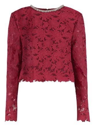 Self Portrait lace crystal-detail top - Rot