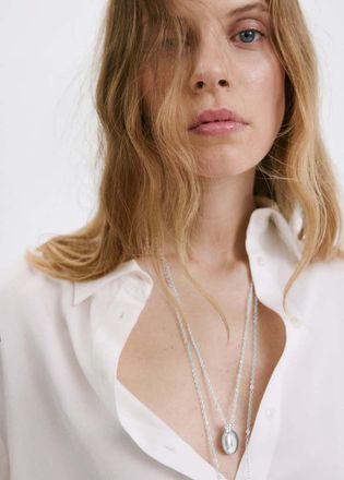 Mango Collier avec pendentif sph&egrave;re argent - Femme - Taille unique - MANGO