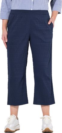 Ulla Popken Damen große Größen Übergrößen Plus Size 7/8-Hose Ruby, geformtes Knie, gerades Bein, Elastikbund Marine 50 839528130-50