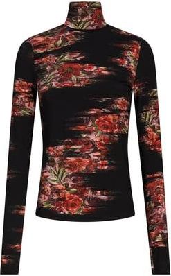 Ganni Top manches longues col roul&eacute; &agrave; fleurs