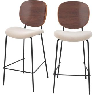 Rendez-Vous Déco Lot de 2 chaises pour îlot central 65,5 cm en tissu beige - SIMONE