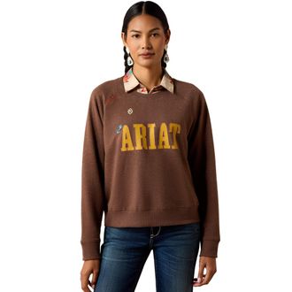 Ariat Womens Essential Crew Sweatshirt Long Sleeve in Chicory Coffee Heather, Size 2X-Large, by Ariat