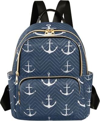 Mnsruu Mini sac à dos pour femme Motif ancre Bleu/blanc, Multi924, M