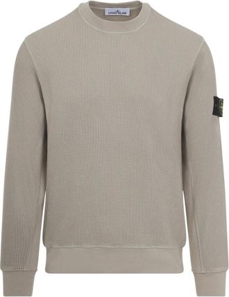 Stone Island Homme, Sweatshirts et sweats &agrave; capuche, Beige, Taille: L Waffle Fleece Crewneck