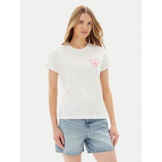 Lee T-Shirt Small Logo 112363635 Wei&szlig; Regular Fit