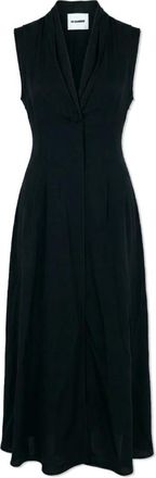 Jil Sander Femme, Robes, Noir, Taille: 38 FR Robe Midi Col V