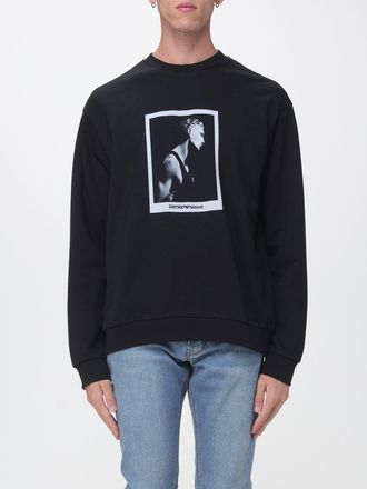 Emporio Armani Sweat-shirt d&eacute;contract&eacute; en coton &agrave; imprim&eacute; graphique