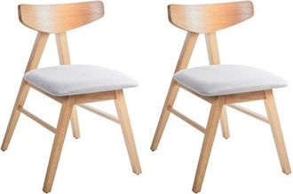 Beliani Beliani - Lot de 2 Chaises de Salle à Manger en Polyester Assise Rembourré Cadre en Bois dHévéa Meuble de Cuisine Marron Clair et Gris Clair Lacota