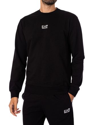 Emporio Armani Herren Center Logo Sweatshirt, Black/White, XXL