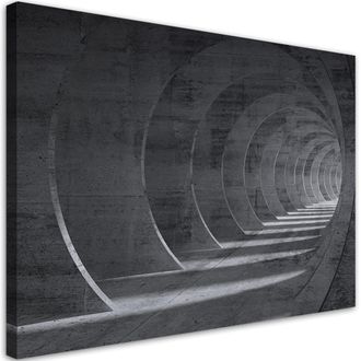 Feeby 1-teilig Leinwandbild 30x20 cm Betontunnel 3D-Illusion Geometrische Formen Bild Kunstdruck Wand Bild Kunstdruck Wohnzimmer Wohnungs Deko Abstraktion B