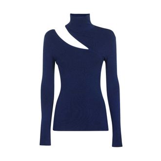Dondup Gestricktes Oberteil aus Viskosemischung mit Cut-Out-Details - - Knitwear - Damen - Blau - S