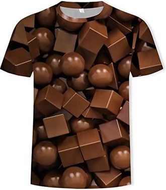 Generic 2026 Nouvelles chemises pour hommes unisexes 3D mode imprim&eacute;es chemises pour adultes hauts &agrave; manches courtes T-shirts, marron, 6XL