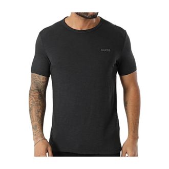 Guess Homme, Tops, Noir, Taille: S T-shirt en Coton Noir - Col Rond