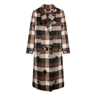 Fracomina Langer Karomantel - - Coats - Damen - Braun - M