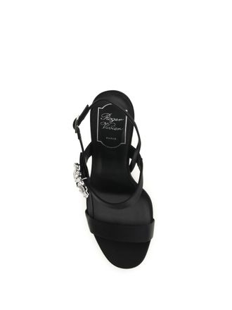 Roger Vivier Womens Sandals Bouquet Black Silk