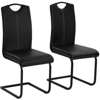 vidaXL Vidaxl - Chaises &agrave; manger cantilever lot de 2 noir similicuir