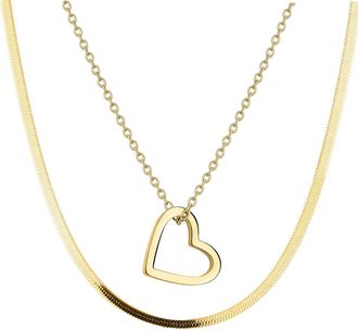 Liebeskind BERLIN Halsketten-Set - Zwei elegante Halsketten aus poliertem Edelstahl - IP Gold - Gliederkette verstellbar bis 45 cm - wasserfest & hautfreundlich