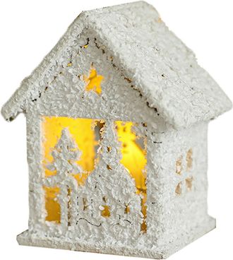 Generic Beleuchten Sie Ihr Weihnachtshaus | Wei&szlig;er Tischschmuck mit LED-Licht | Weihnachtsornament aus Holz, kleines Haus f&uuml;r die Dekoration des Schlafzimmers
