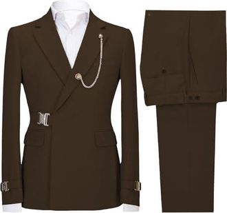 Generic Costume pour Homme, Coupe Classique, Ensemble Smoking Deux pièces, Tenue de cérémonie pour Mariage ou Bal de Promo, avec Fermeture métallique dîner