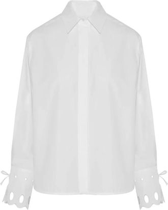 Beatrice .B Femme, Blouses et Chemises, Blanc, Taille: 44 FR Chemise en popeline avec inserts en dentelle