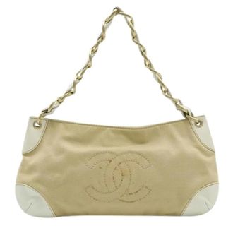 Chanel Pre-owned Coco Mark Canvas Leder Schultertasche - - Pre-owned - Damen - Beige - ONE SIZE