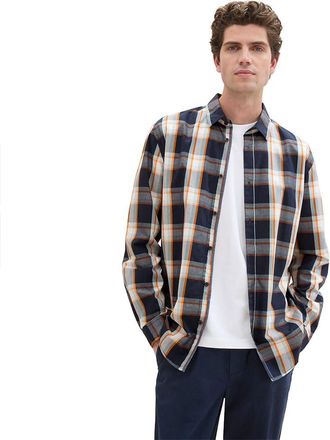 Tom Tailor Herren 1042654 Regular Fit Hemd mit Karomuster, 35984-Navy Orange Big Check, 3XL