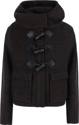 Ganni Femme, Vestes, Brun, Taille: 42 FR Manteau Duffle Court en Laine