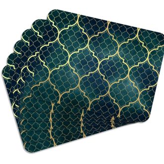 MG Design Set aus 6 Kork-Platzsets - Marocco Green - 30 x 40 cm - hitzebest&auml;ndig & abwischbar, mit Korkr&uuml;ckseite