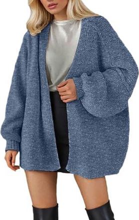Generico Pull à manches longues en tricot ample pour automne et hiver, veste oversize, pull en tricot épais, cardigan court pour femme avec manches lanternes, 