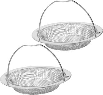 Lurrose K&uuml;chensp&uuml;lbecken Siebkorb 2 St&uuml;ck aus Edelstahl mit Tragegriff 11cm Abflussfilter f&uuml;r Waschbecken zum Gem&uuml;se und Geschirrwaschen