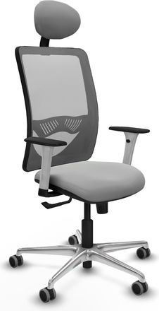 Piqueras y Crespo PC-Stuhl Zulema mit wei&szlig;en und schwarzen Armlehnen, h&ouml;henverstellbarer Lendenwirbelst&uuml;tze und festem Kopfteil, ausgestattet mit 3 Positionen und Schne