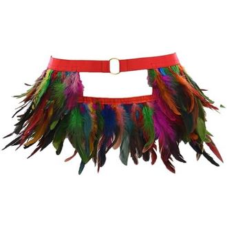 Generic Jupe Tutu Femme Blanche Plissee Velours Elastique avec Devant Argent Vert Paysanne Sexy Noeud Poche Métallique Corail Holographique Mexicaine Rayée Ch