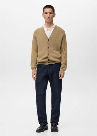 Mango Gekn&ouml;pfter Rippstrick-Cardigan beige - Herren - S - MANGO MAN