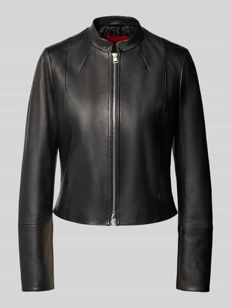 HUGO BOSS Lederjacke mit Ziern&auml;hten Modell Lasari