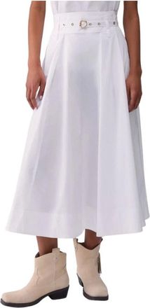 Liu Jo Femme, Jupes, Blanc, Taille: 40 FR Jupe Midi en Popeline