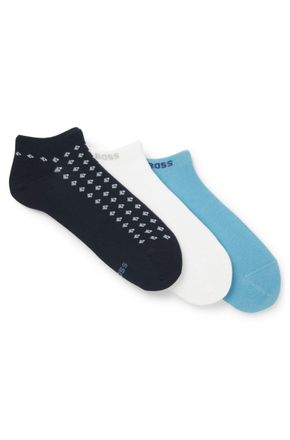 HUGO BOSS Sneakersocken BOSS 3P AS Minipattern CC, Herren, Gr. 39-42, dunkelblau 401, Baumwollmischung, unifarben, normal, Socken Sneakersocken