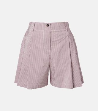 Brunello Cucinelli Bermuda &agrave; rayures en coton m&eacute;lang&eacute;