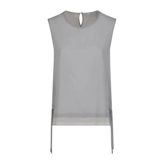 PESERICO Femme, Tops, Blanc, Taille: 42 FR Haut &agrave; Volants avec Cordon de Serrage