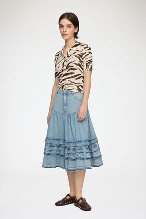 Ganni wei&szlig; Poloshirt aus Zebra-Baumwolle Bio-Baumwolle - Gr&ouml;&szlig;e XXS