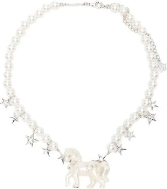 Yvmin Yvmin, Femme, Accessoires, Blanc, Taille: ONE Size Pony Star Pearl Chain Necklace