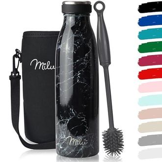 Milu Gourde en acier inoxydable 350 ml 500 ml, 750 ml, 1000 ml, 1,5 l - Bouteille isotherme, bouteille deau isolée, double paroi anti-fuite, convient aux a