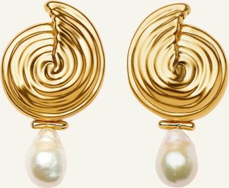 Missoma Missoma Ohrh&auml;nger Spiral Detachable Pearl Drop Earrings By Glambou gold