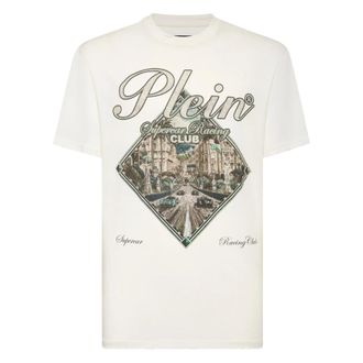 Philipp Plein Homme, Tops, Beige, Taille: 2XL T-Shirt Col Rond