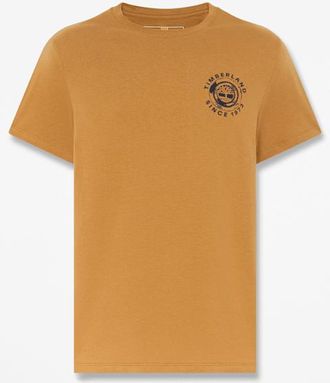 Timberland Strukturiertes All Gender Kurzarm-T-Shirt mit angerautem Logo in Gelb, Gelb, Gr&ouml;&szlig;e