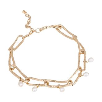 Twinset Perlenbesetzte gehammerte Halskette - - Accessories - Damen - Gelb - ONE SIZE