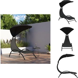 vidaXL Vidaxl - Sonnenliege mit Dach Schwarz 167x80x195 cm Stoff und Stahl - Sonnenliege - Gartenliege - Liege - Outdoor M&ouml;bel - Pool Accessoire