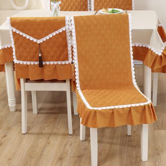 Generic Universelle Stuhlh&uuml;lle Mit Spitze, rutschfeste Und Dehnbare Esszimmerstuhlh&uuml;lle, Abnehmbare Und Waschbare Stuhlschoner F&uuml;r K&uuml;che Und Esszimmer(Orange,